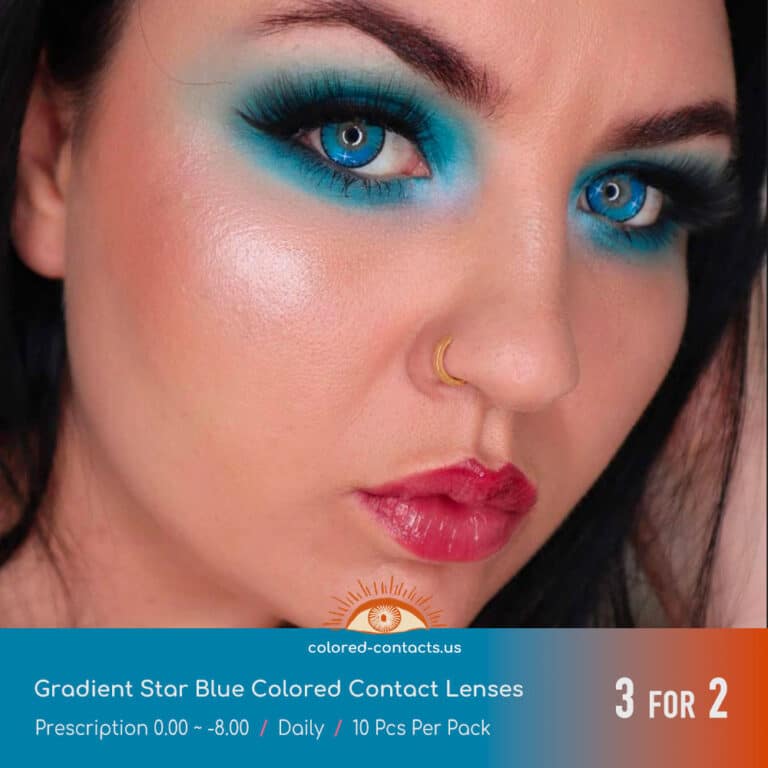 Gradient Star Blue Colored Contact Lenses - CCUS | Premium Colored Contacts