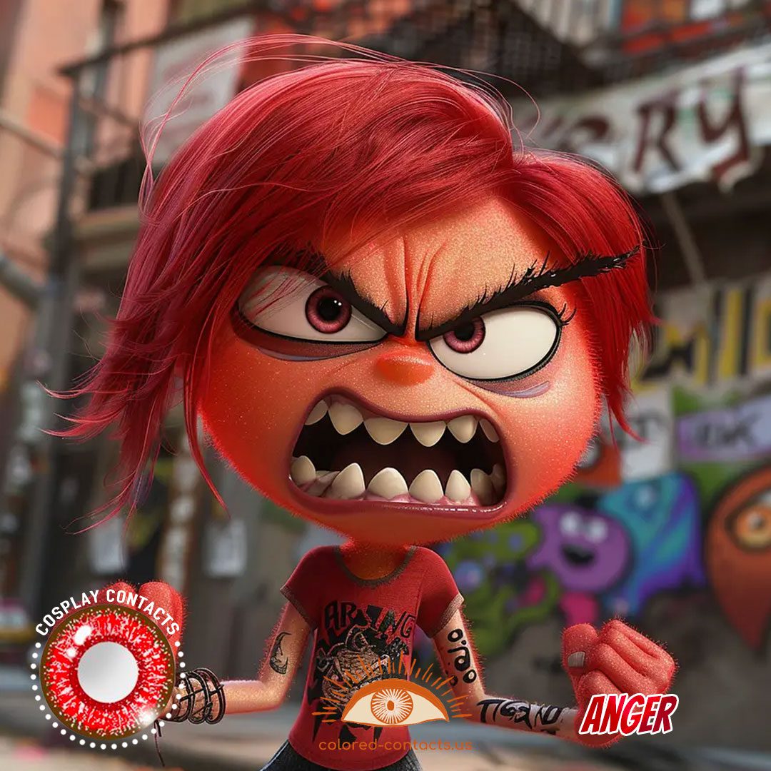Inside Out: Anger Cosplay Red Contact Lenses - Colored Contacts