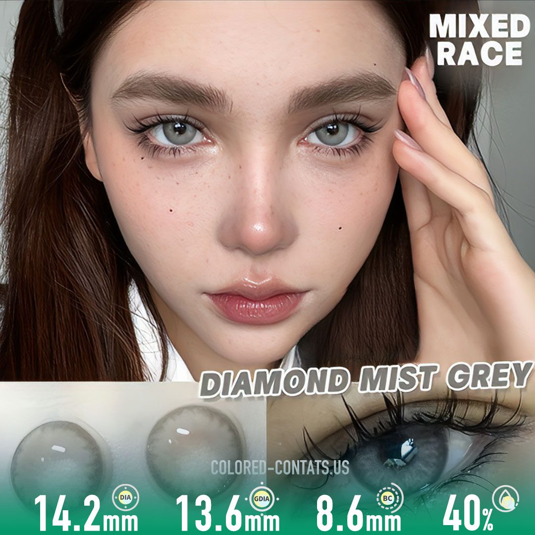 Diamond Mist Grey Contact Lenses - CCUS Eyewear | Premium Colored Contacts